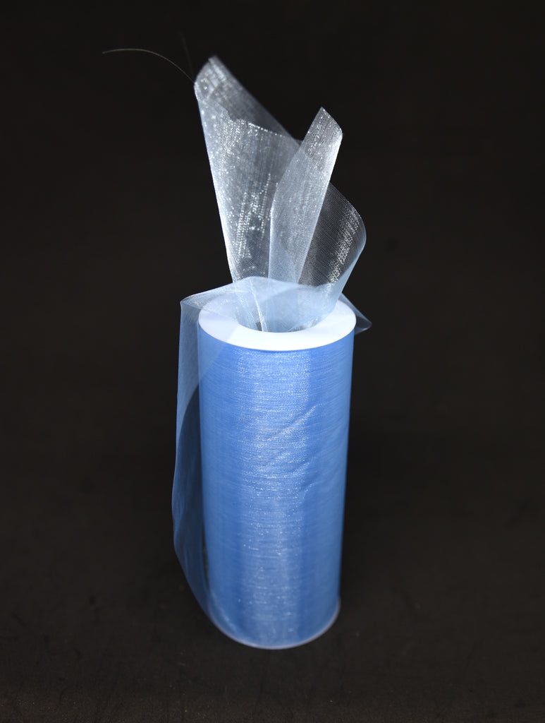 6" x 25 Yards Wide Organza Ribbon Blue