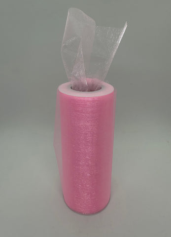 6" x 25 Yards Wide Organza Ribbon Pink | $5.99