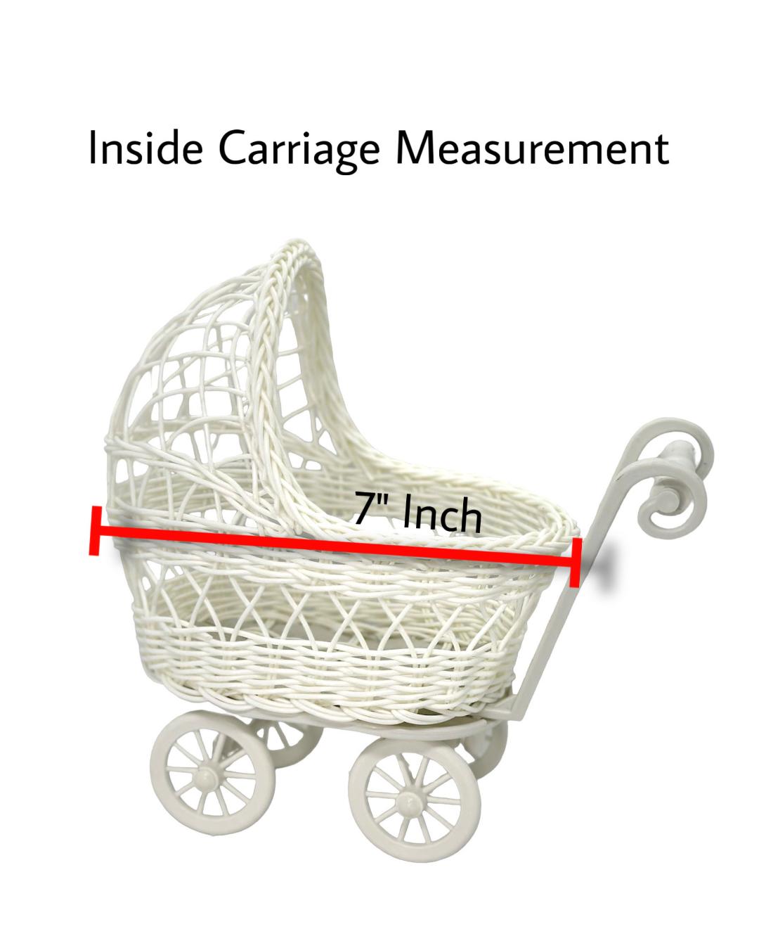 Wicker-Style Baby Carriage Centerpiece – 9.5" Baby Shower Decoration ...