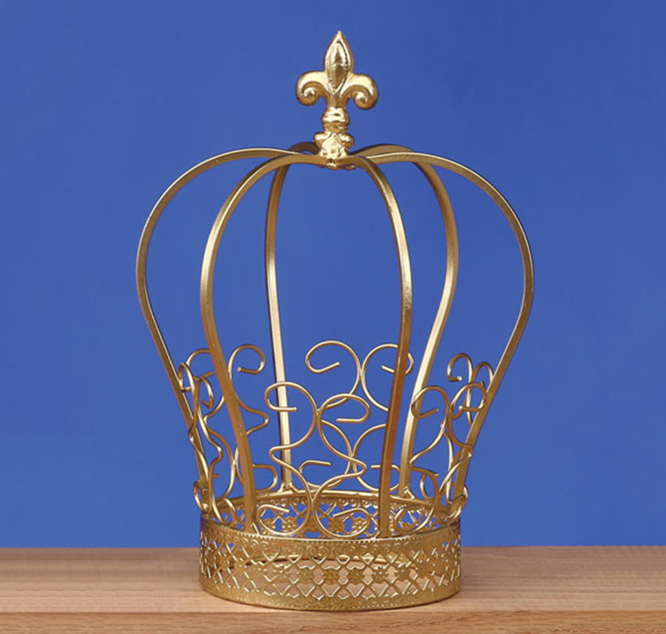 9.25 Inch Gold Wired Metal Crown Stand Party Decoration Centerpiece ...