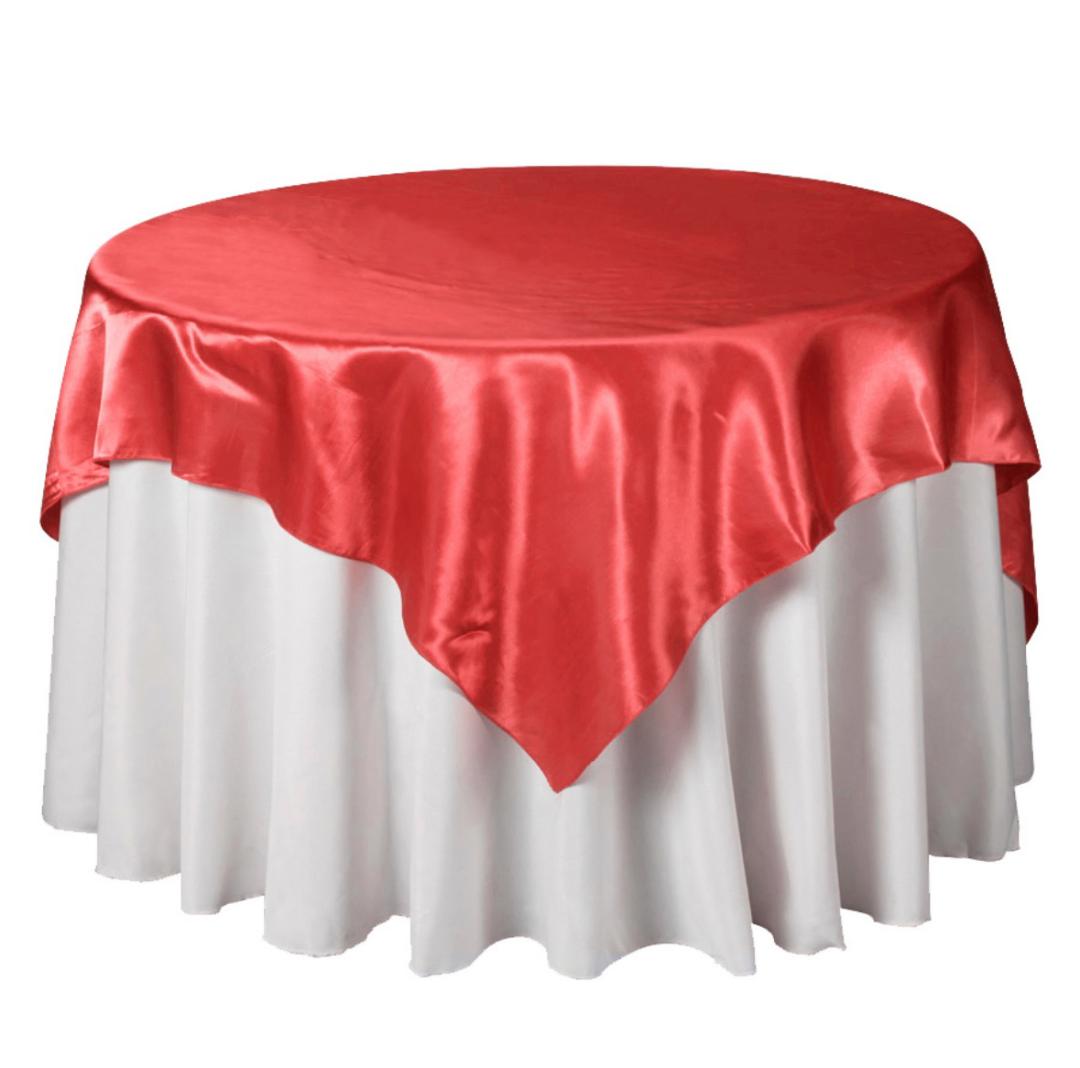 Coral Satin Table Overlay 72" X 72" Square(1 Piece) – Jenly Wholesale Inc
