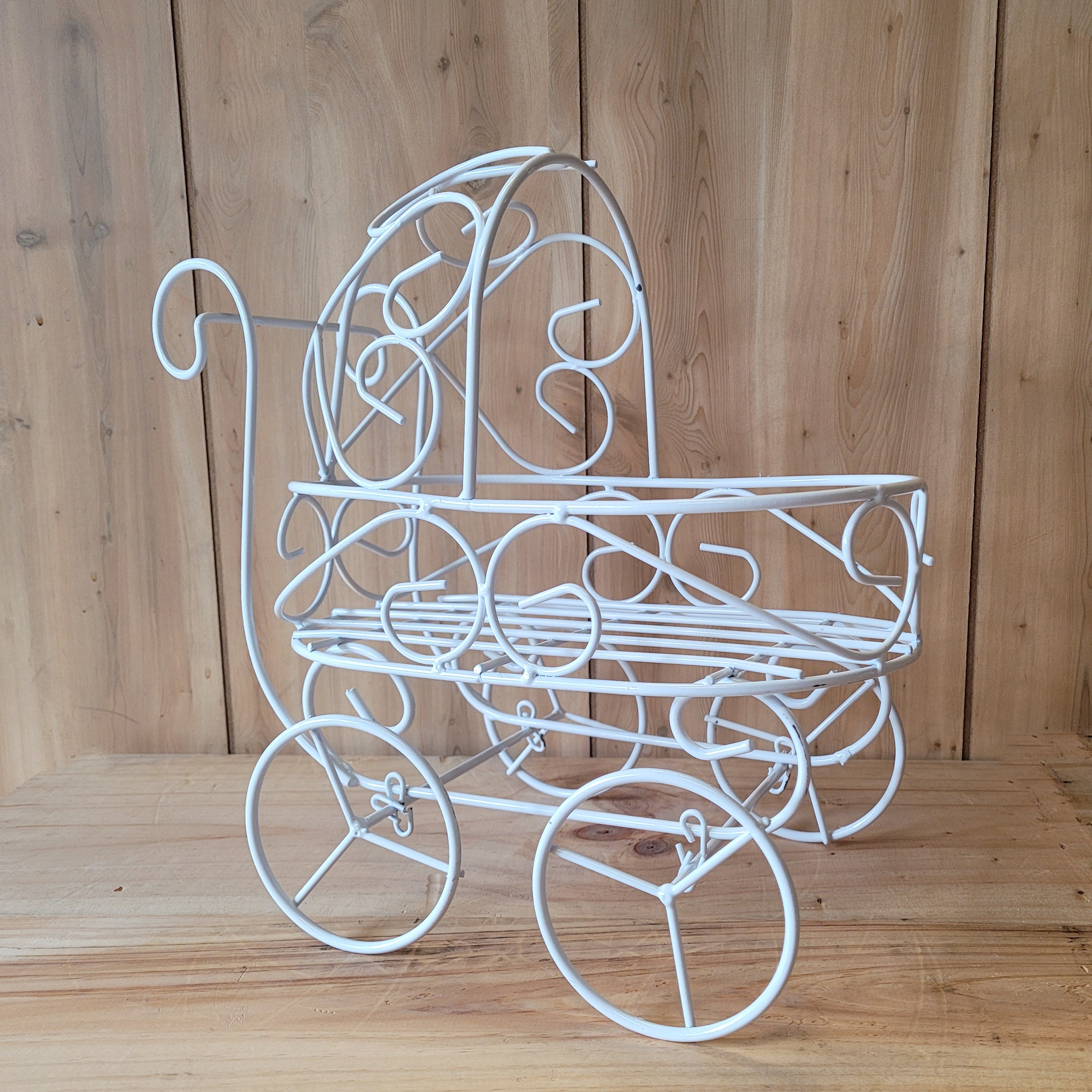 12 Inch White Metal Wired Carriage Stroller Baby Shower Centerpiece ...