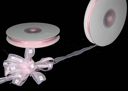 3/8" Pink Organza Thin Pull Bow String Ribbon (25 Yard) Gift Wrapping ...