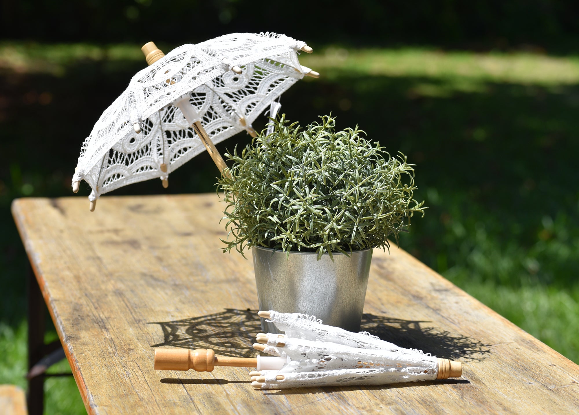 Mini Battenburg Lace Parasol Umbrella White 10.5"L x 11"D – Jenly ...