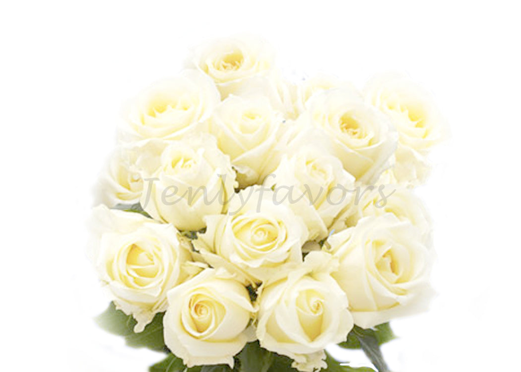 Artificial Silk Valentine Cream Roses Single Stem Flowers (12 pieces ...