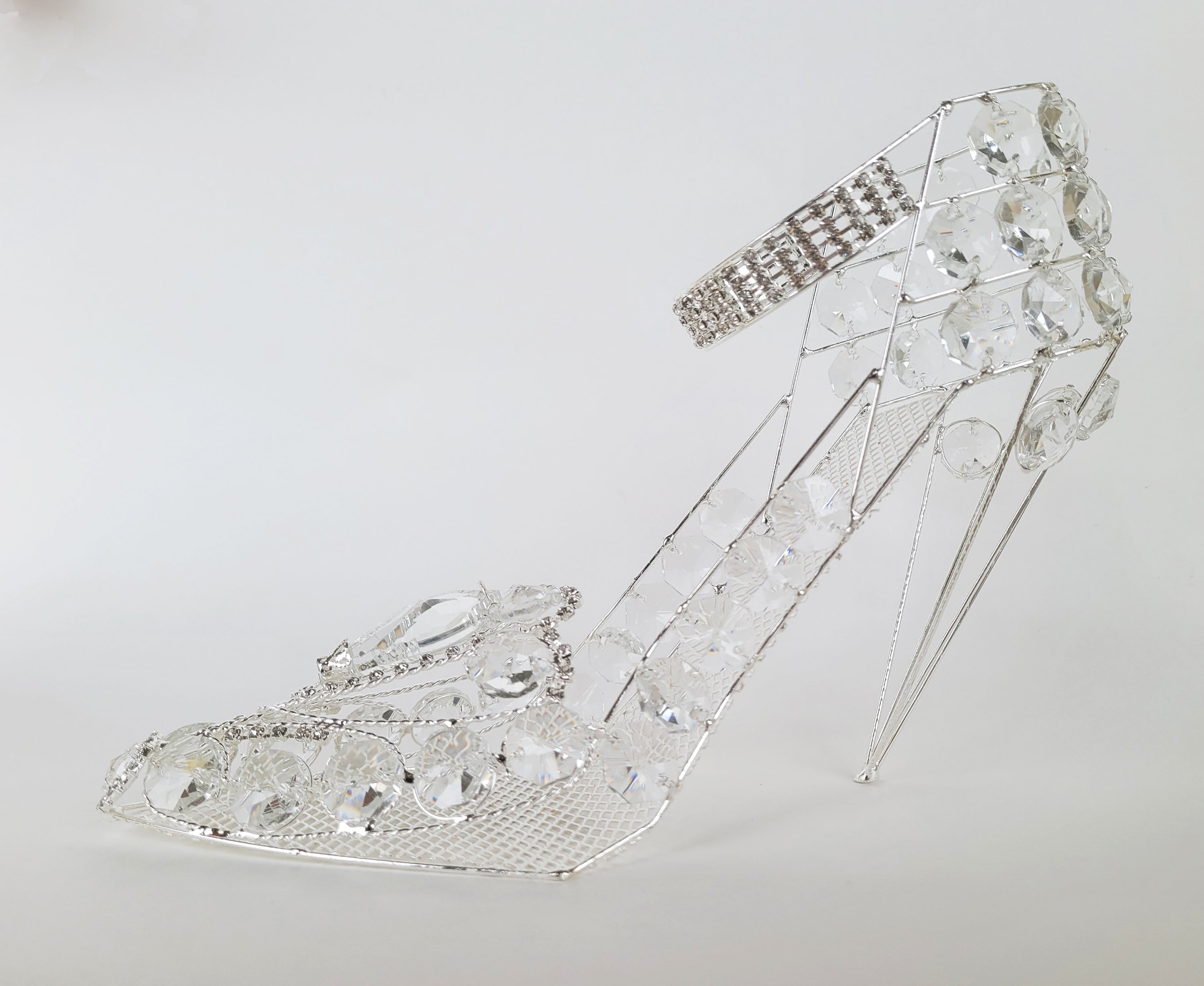 9″x 6" Crystal Studded High Heel Shoe Ornament Decoration Gift Silver ...