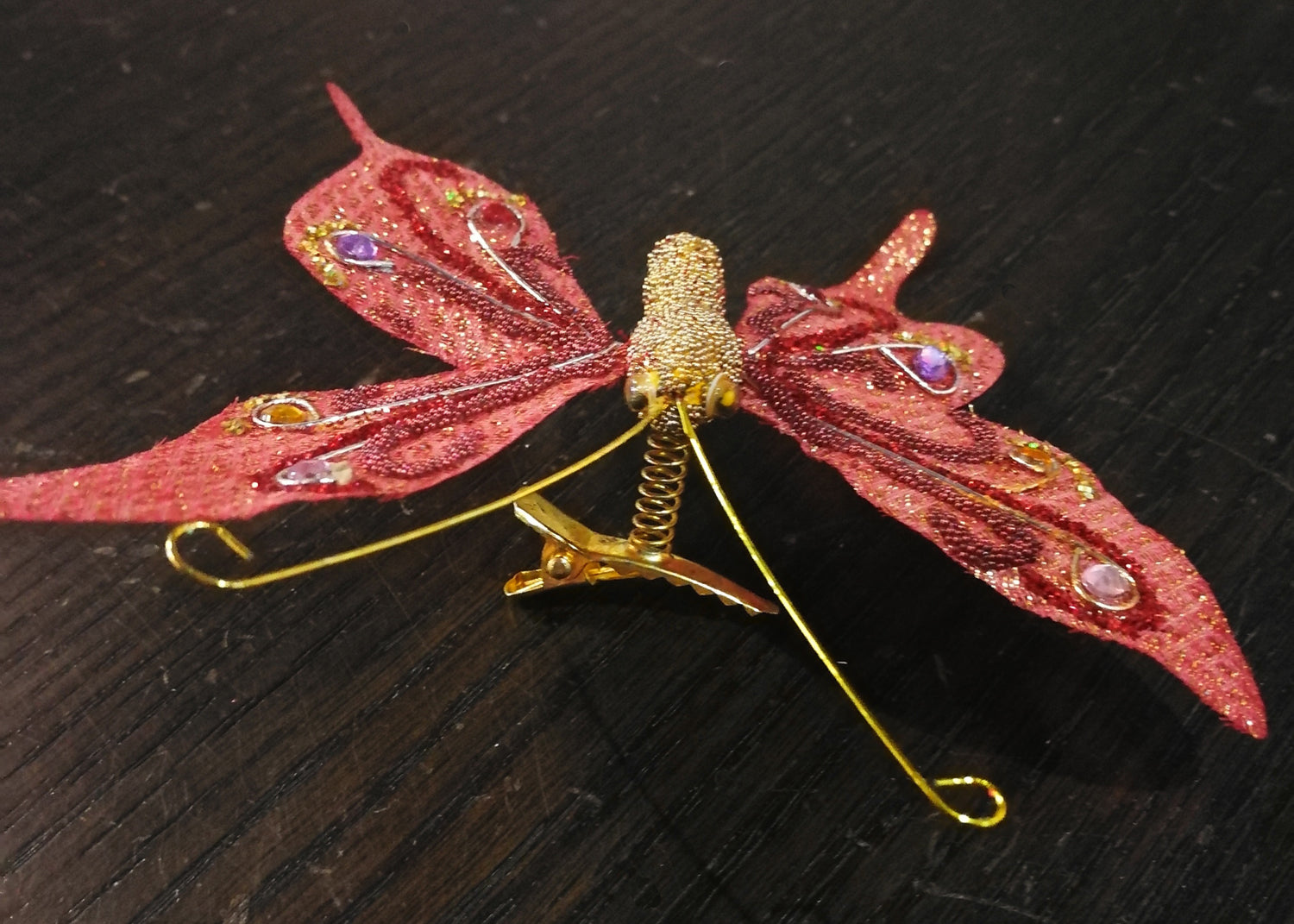 4.5" Handmade Artificial Butterflies Decoration with Clip Red (12 piec ...